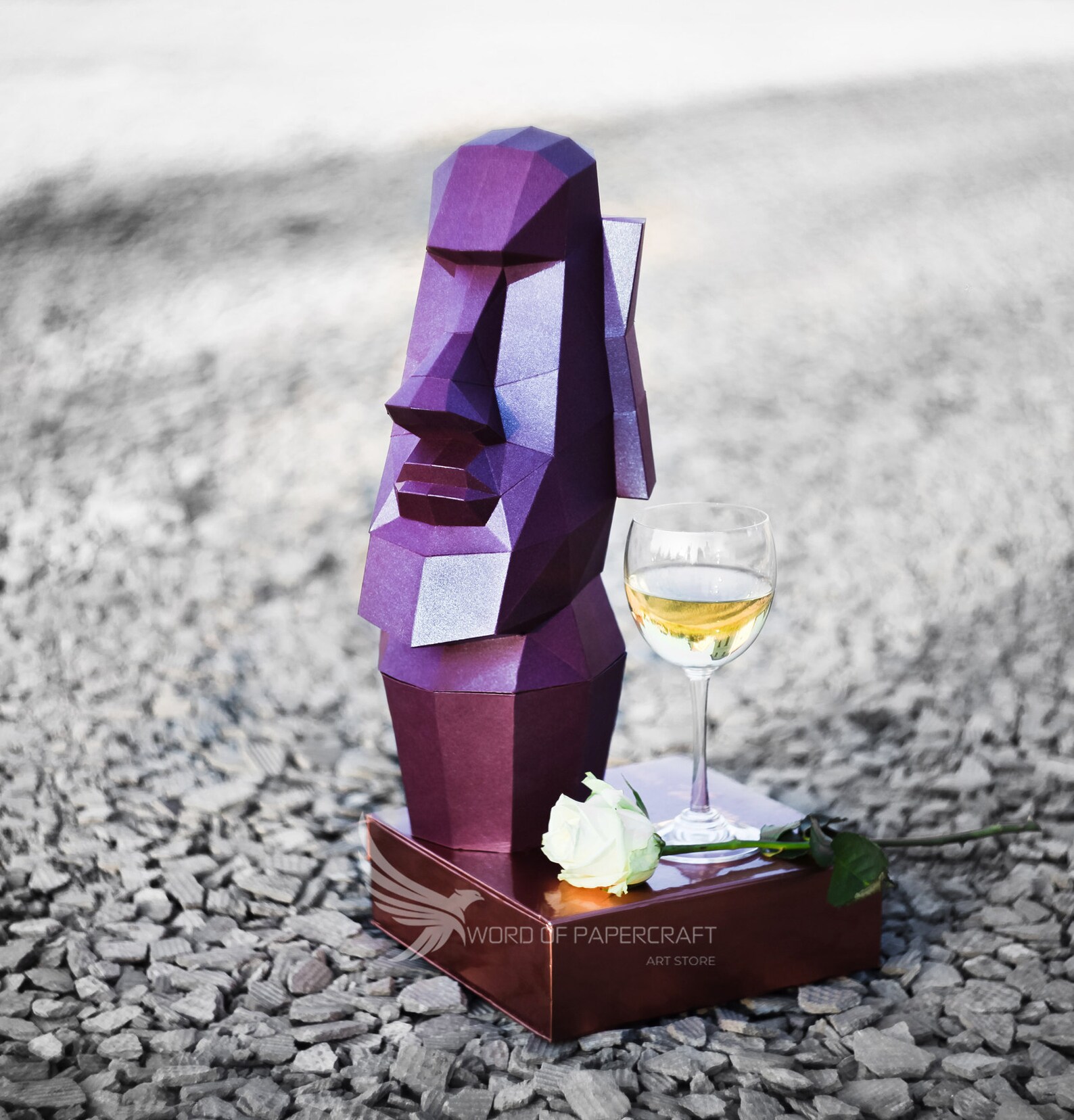 Gift Box for Wine Moai Papercraft PDF Templatediy Pepakura - Etsy
