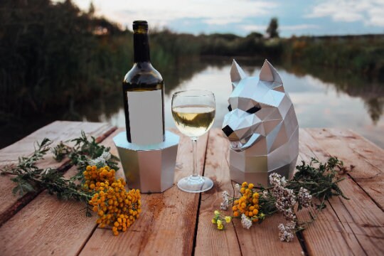 Papercraft Deer 3in 1 Gift Box for Wine Wolf Papercraft PDF - Etsy