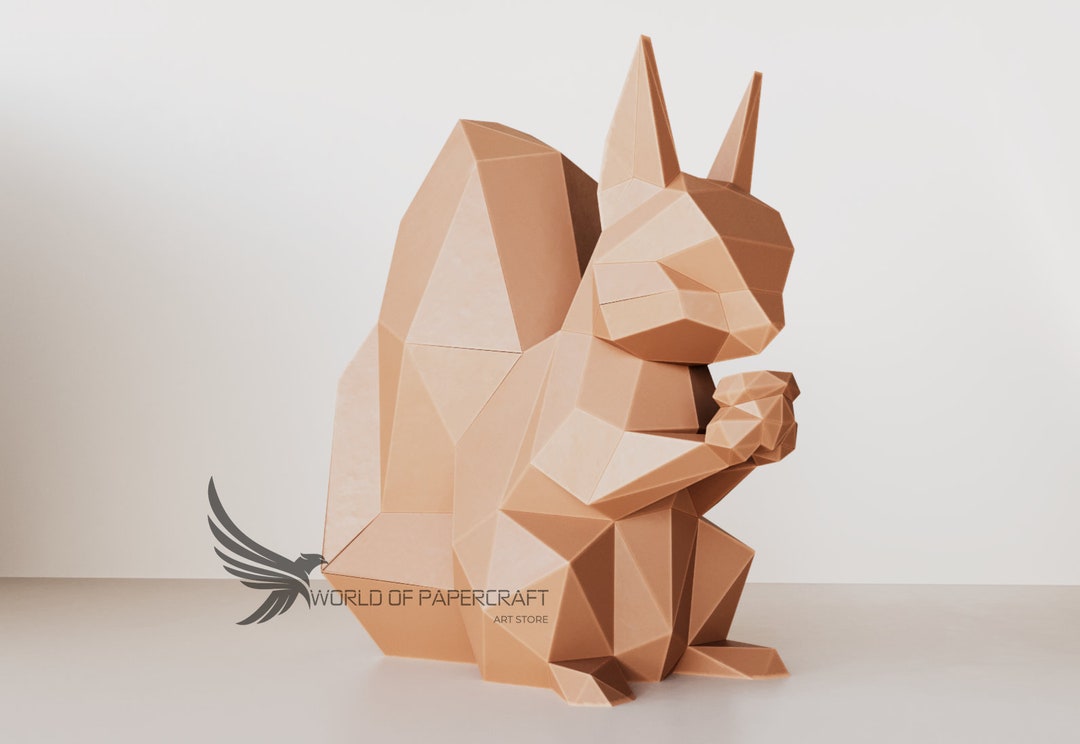 Squirrel Papercraft Model Squirrel Low Poly Squirrel Sculpture Paper ...