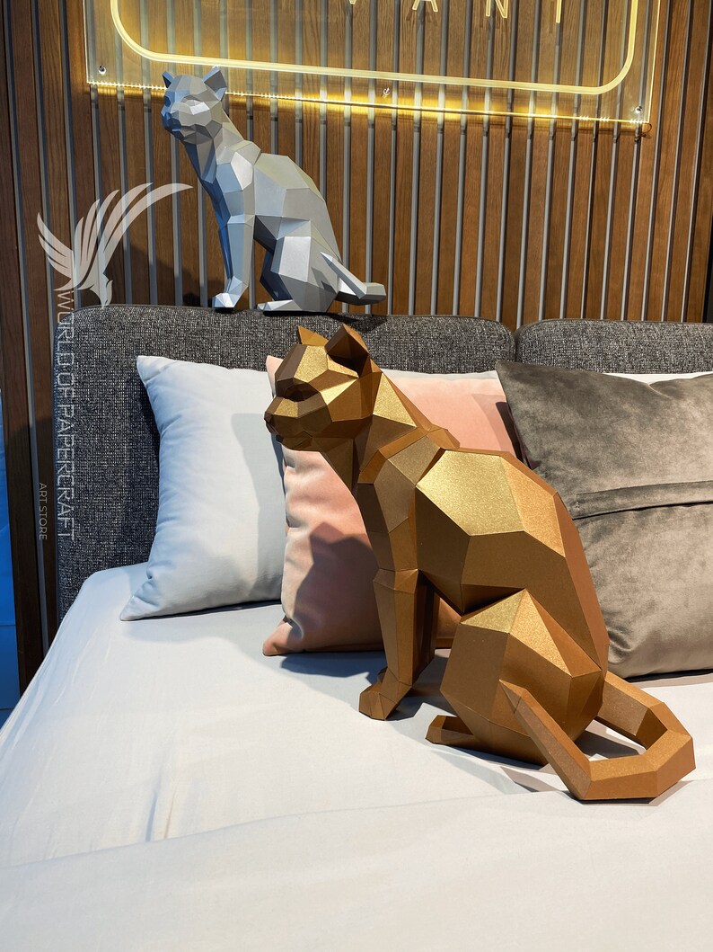 Cat low poly Kitty papercraft Baby room Papercraft PDF | Etsy México