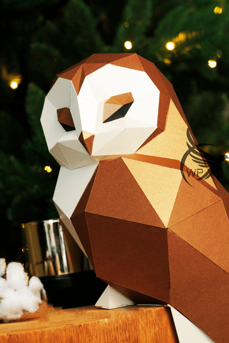 Low Poly Owl Papercraft: 3D Paper Sculpture Template (PDF, SVG, DXF) - Etsy