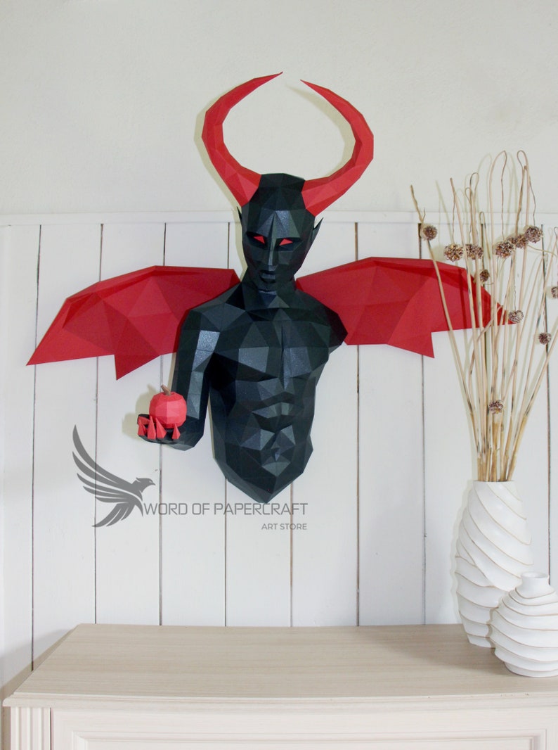 Papercraft Lucifer PDF Template Low Poly Devil Paper - Etsy