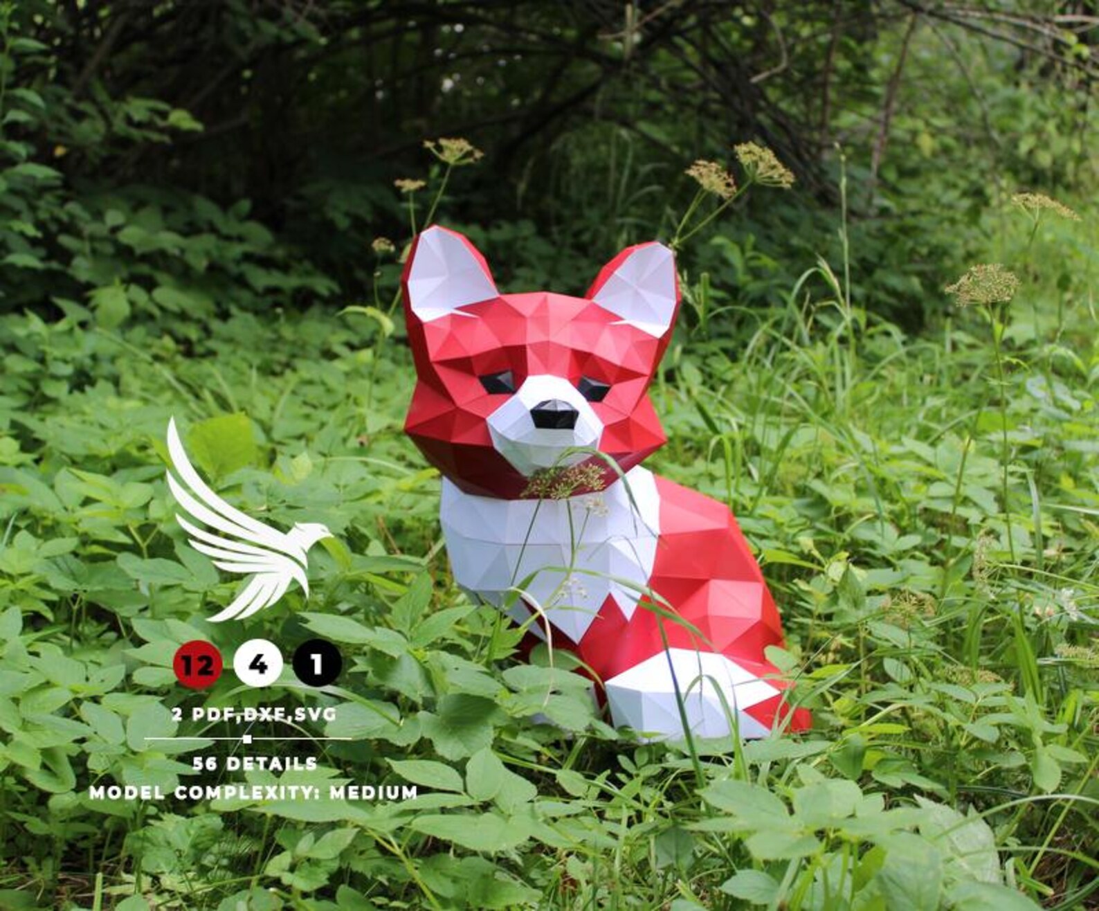 Papercraft Fox PDF Template Low Poly Paper Fox Sculpture DIY Gift Wall ...