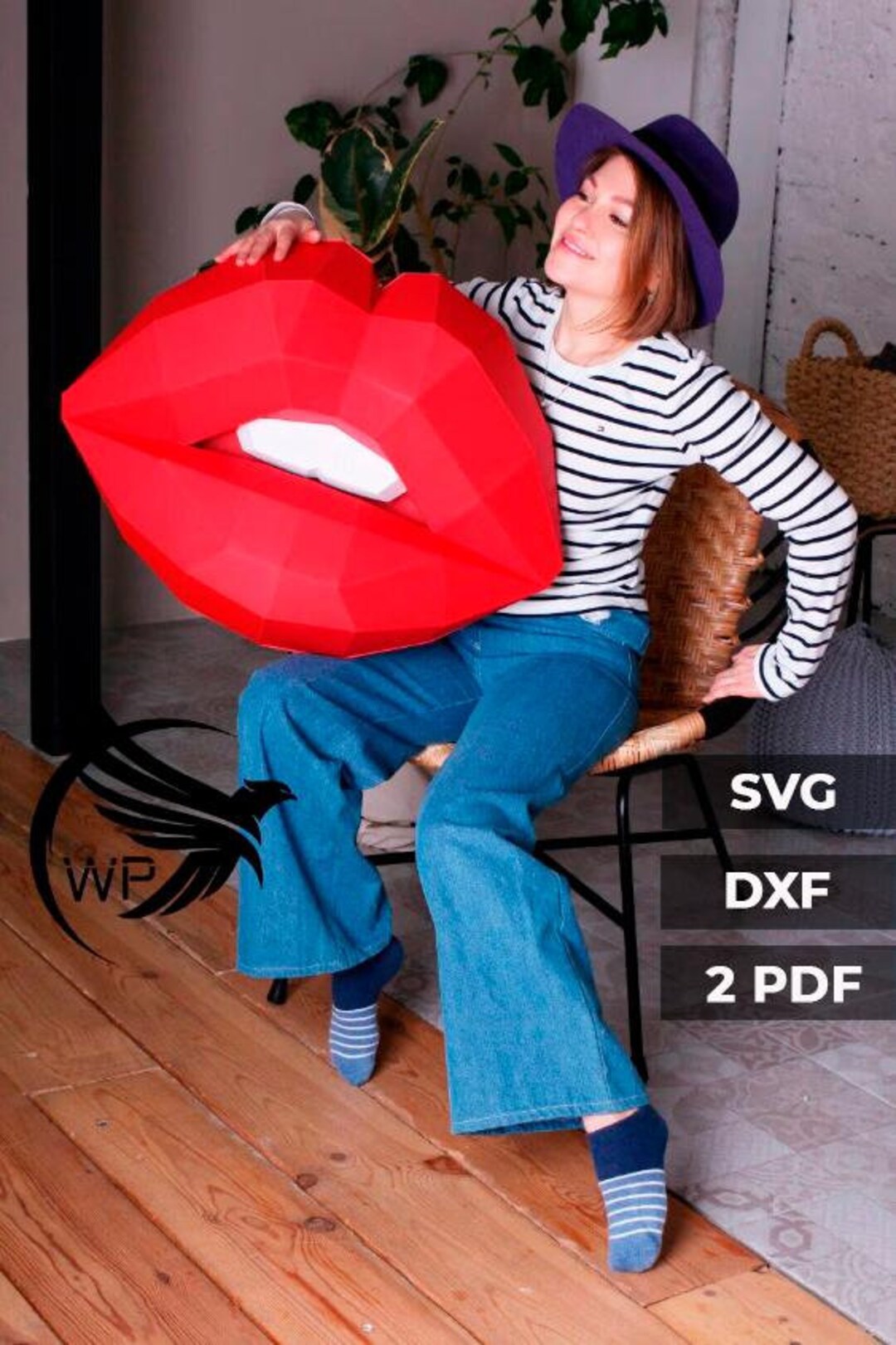 Papercraft Lips Low Poly Lips Lips Papercraf Dxf Handmade Human Paper ...