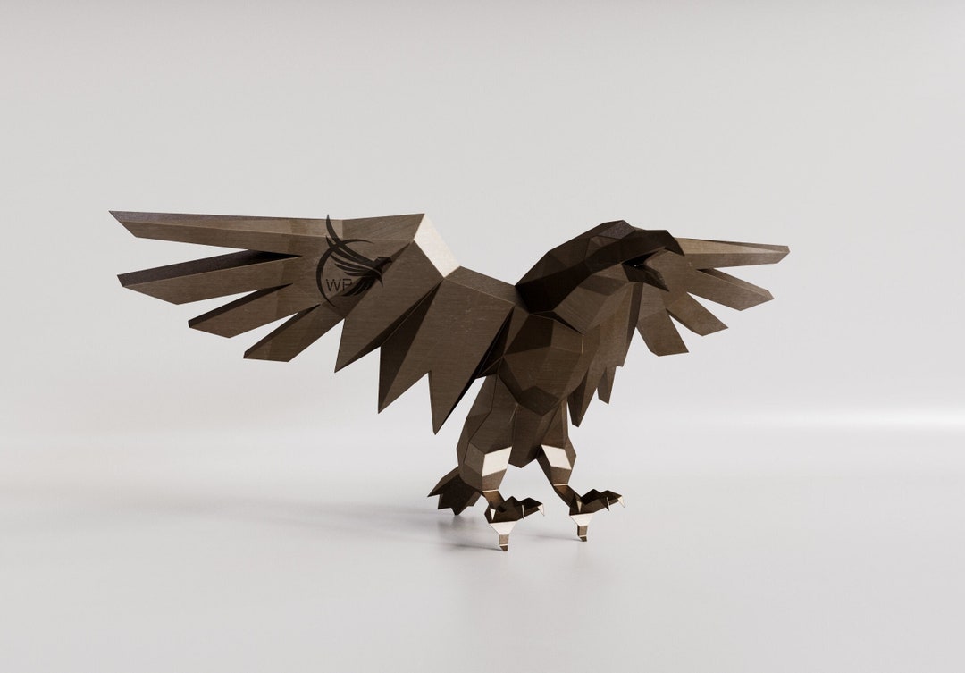 Metal Raven Raven Low Poly PDF DXF Template Metal Sculpture Steel Bird ...