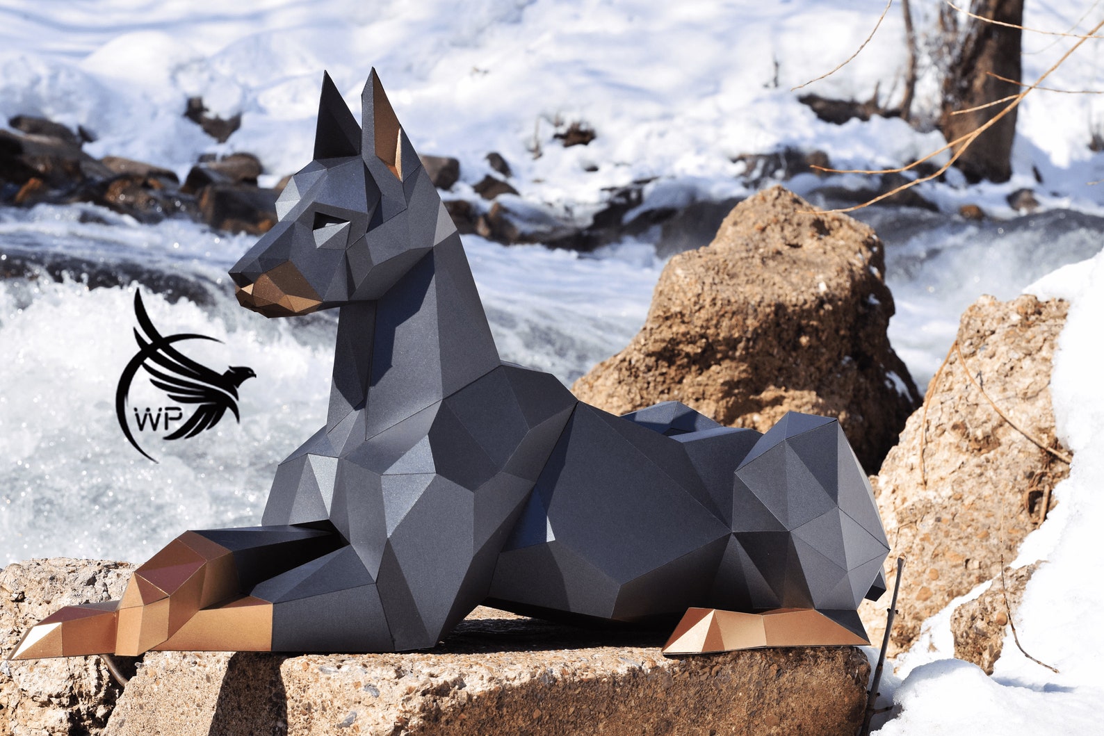 Papercraft Doberman: Low Poly Dog Sculpture PDF Template (DXF) - Etsy