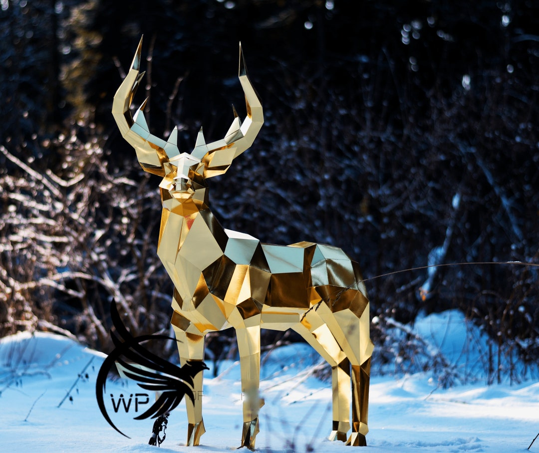 Deer Papercraft: Low Poly Animal Sculpture (PDF Template) - Etsy