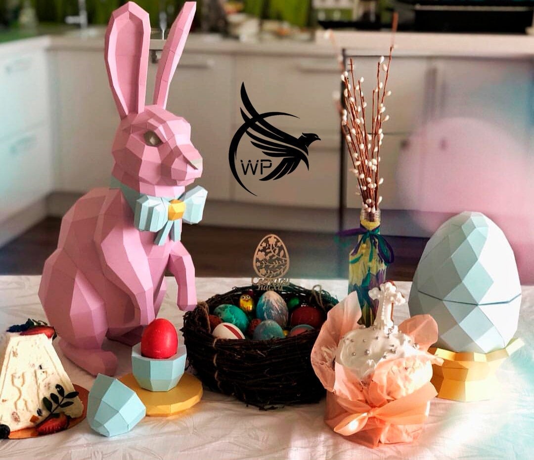 Rabbit Papercraft Low Poly Rabbit Papercraf Rabbit Dxf Handmade Animal ...