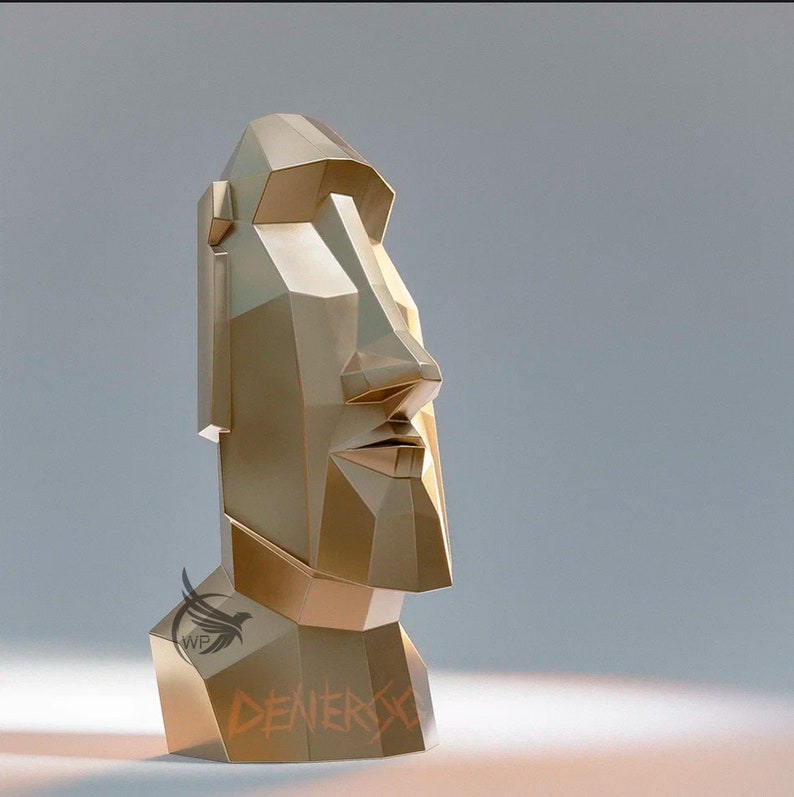 Polygonal Metal Moai Sculpture Pattern (PDF, DXF) - Etsy