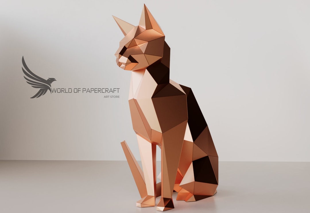 Paper Craft Cat Low Poly Cat PDF Cat Template Paper Cat Sculpture ...