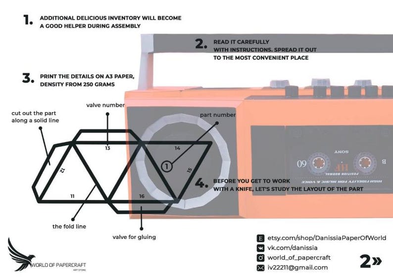 Record Player Papercraft Model Record Player Low Poly Sculpture Player ...