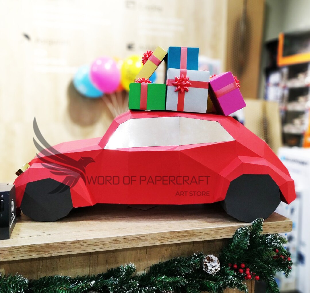 Papercraft Christmas Car: Low Poly DIY Model (PDF Template) - Etsy