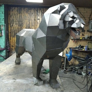 Steel Lion in Metal.pattern Lion Metal Sculptures. PDF DXF. Papercraft ...