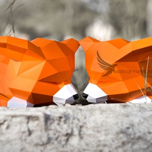 Papercraft Fox , 2 Sleeping Foxes, PDF Template,diy, Pepakura Fox ...