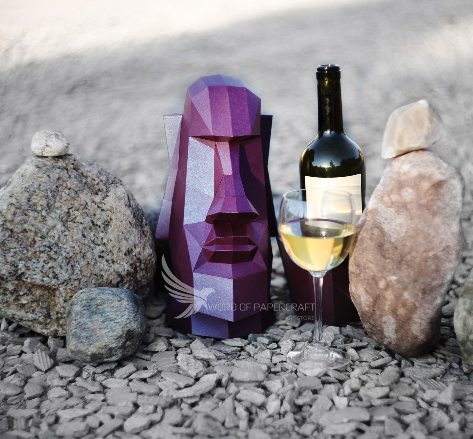 Gift Box for Wine Moai Papercraft PDF Templatediy Pepakura - Etsy