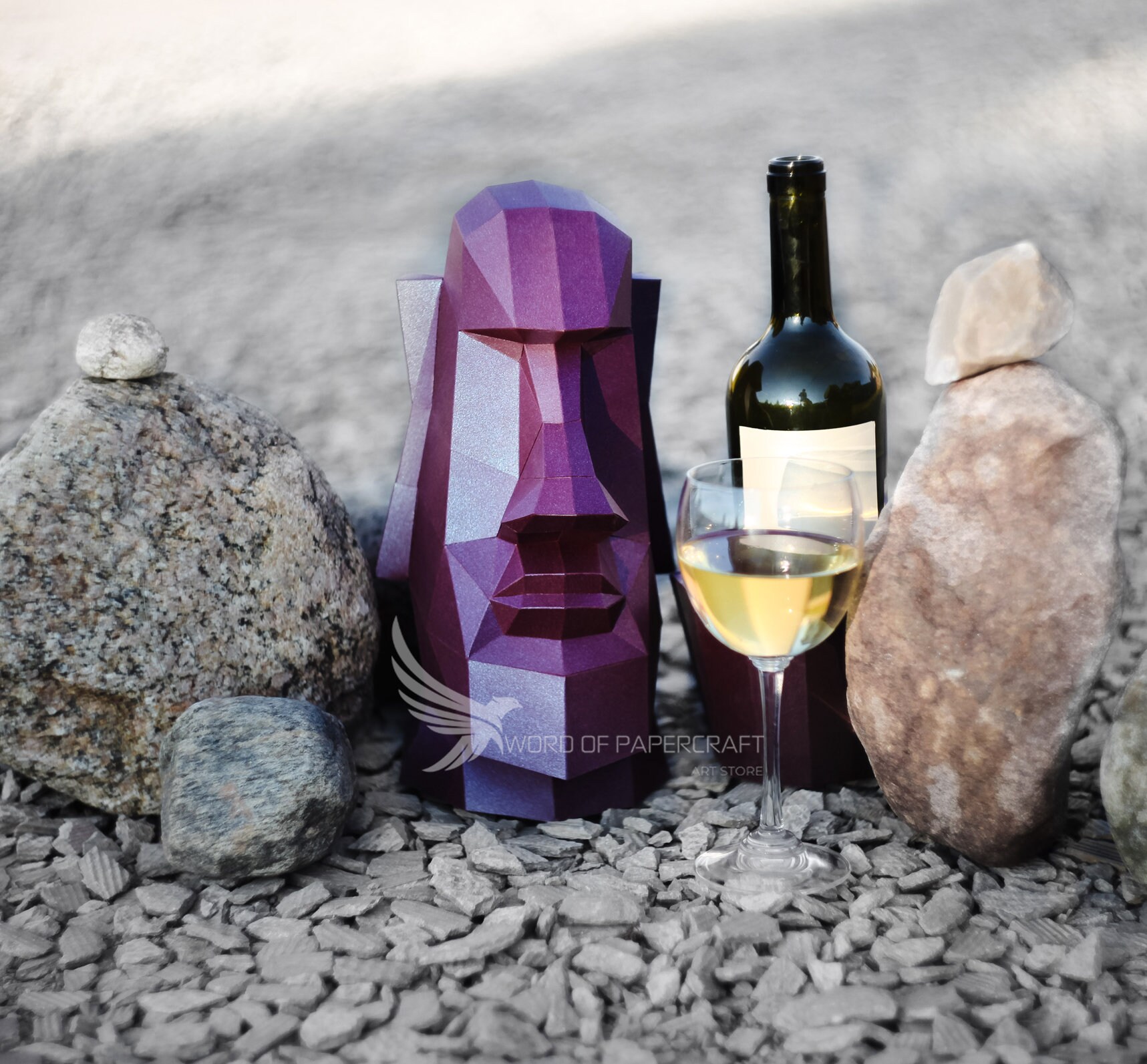 Gift Box for Wine Moai Papercraft PDF Templatediy Pepakura - Etsy