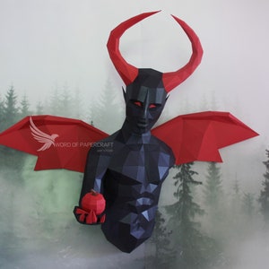Papercraft Lucifer PDF Template Low Poly Devil Paper Sculpture DIY ...