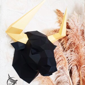 Papercraft Bull Low Poly Bull Papercraf Bull Dxf Handmade Animal Paper ...