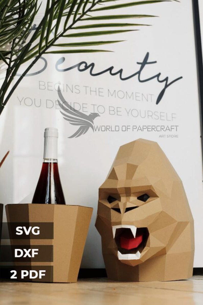 Papercraft Gorilla Gift Box for Wine: DIY PDF Template - Etsy