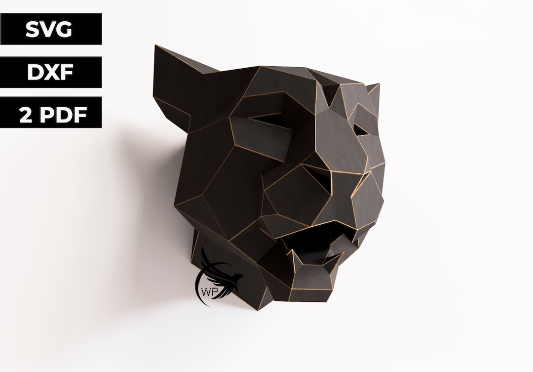 Papercraft Panther Low Poly Panther Papercraf Panther Dxf Puma Cat ...