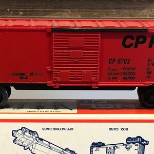 O and O27 Gauge Lionel 6-9703 CP Rail Boxcar Manufactured in 1972 - Etsy