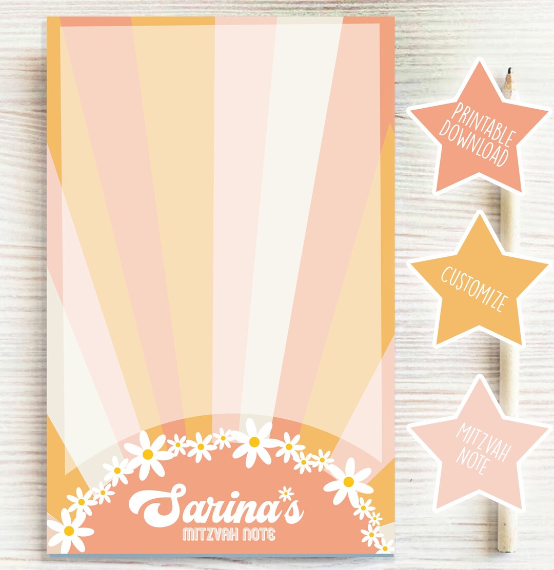 Digital Mitzvah Note | Personalized Mitzvah Note | Customizable Name ...