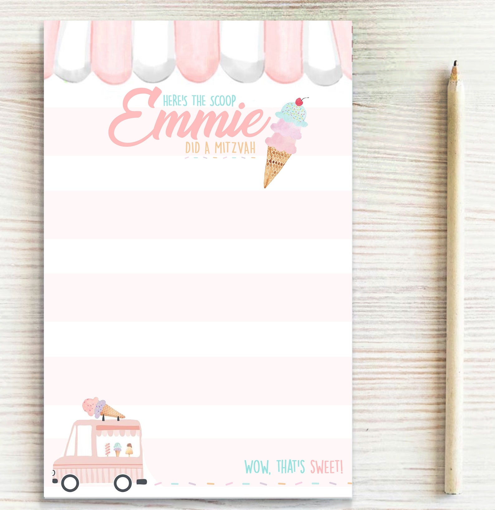 PRINTED Mitzvah Note | Personalized Mitzvah Note | Customizable Name ...