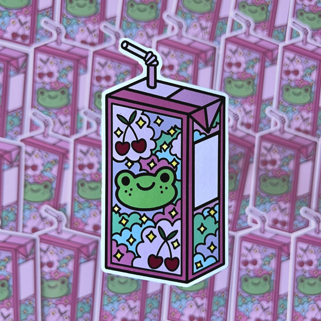 Frog Juice Carton Pastel Cute Kawaii Glossy Sticker - Etsy UK