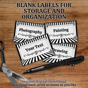 Black & White Container Labels. Printable Blank Organization Labels for ...
