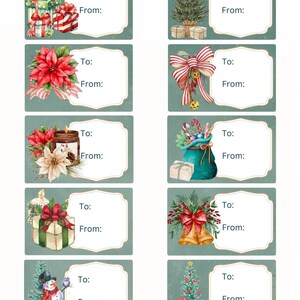 Holiday Gift Tags - Vintage Elegant Christmas Label for Storage Bins ...