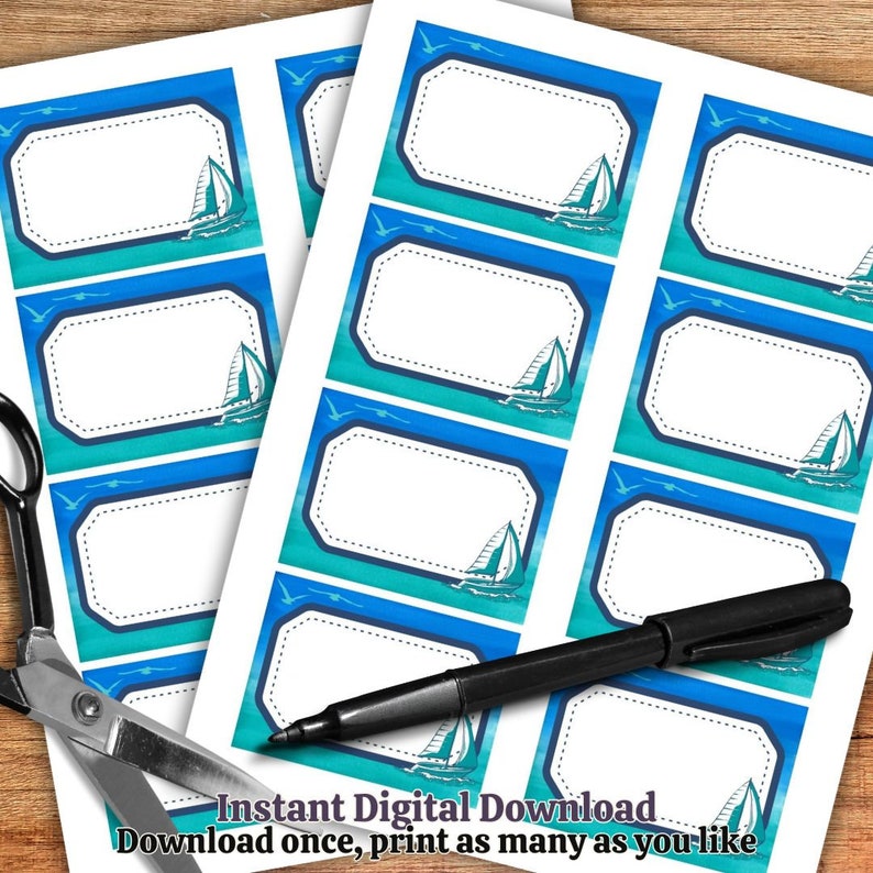 Sailboat Container Labels. Printable Blank Organization Labels for ...