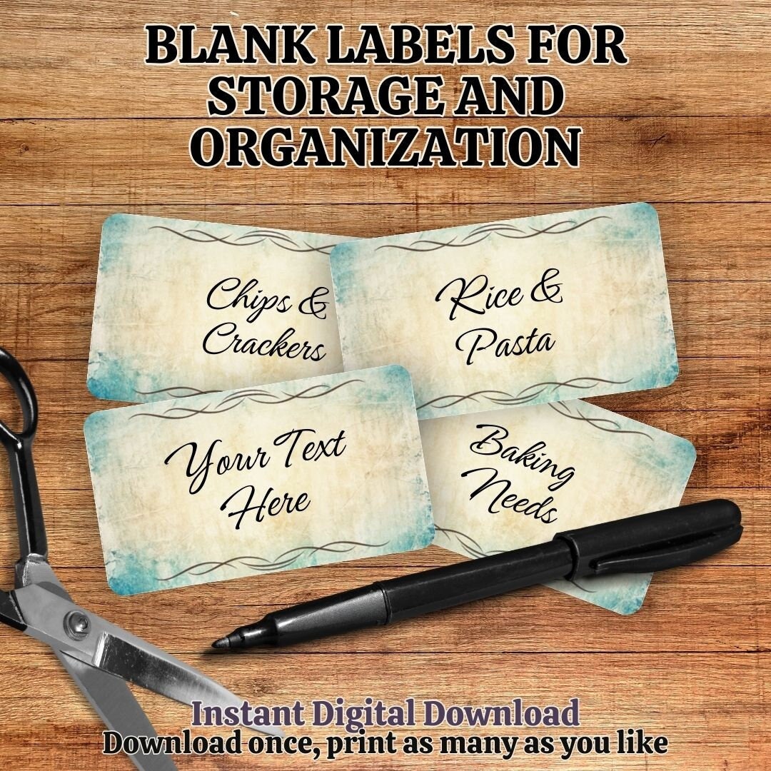 Vintage Blue Container Labels. Printable Blank Organization Labels for ...