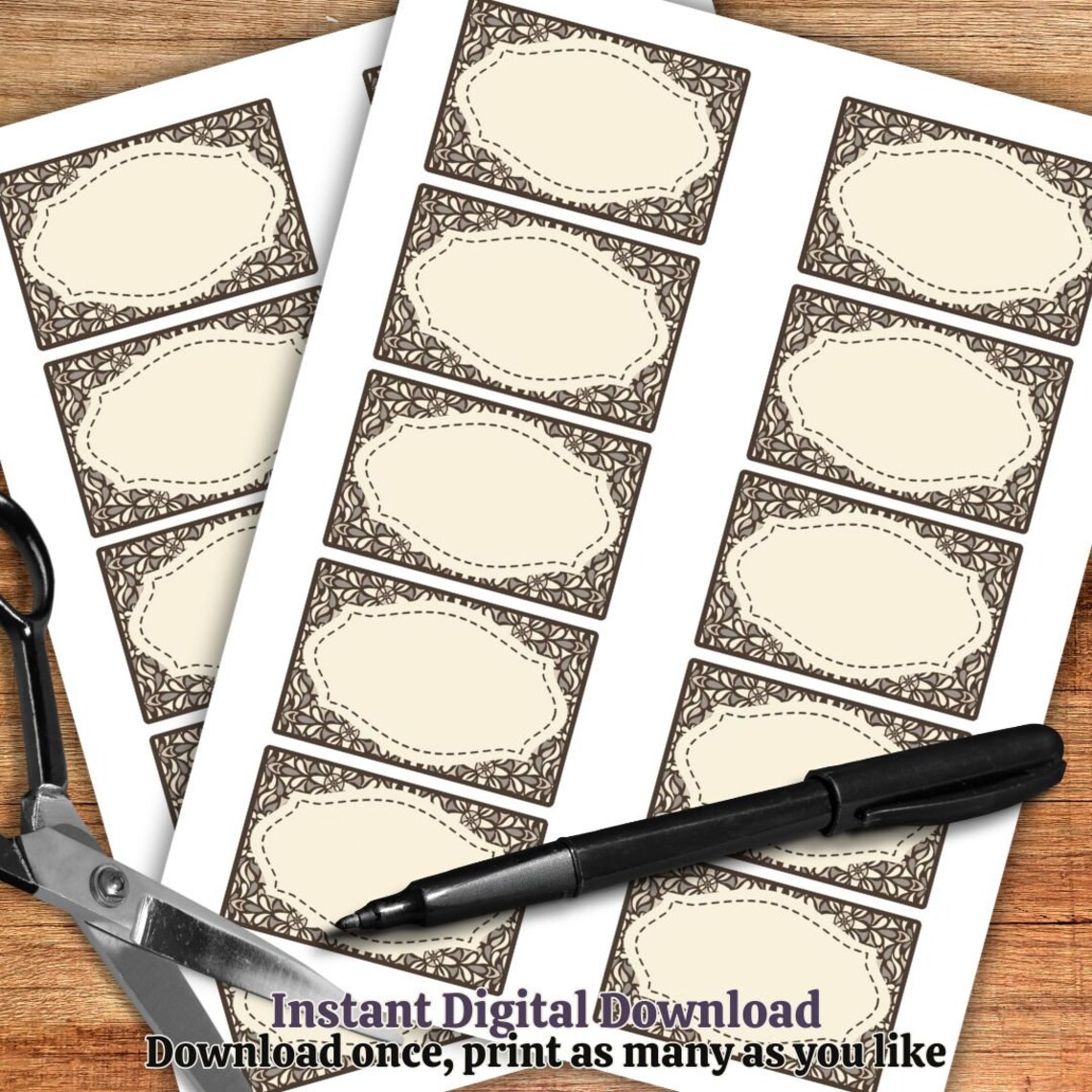 Brown and Cream Container Labels. Printable Blank Organization Labels ...