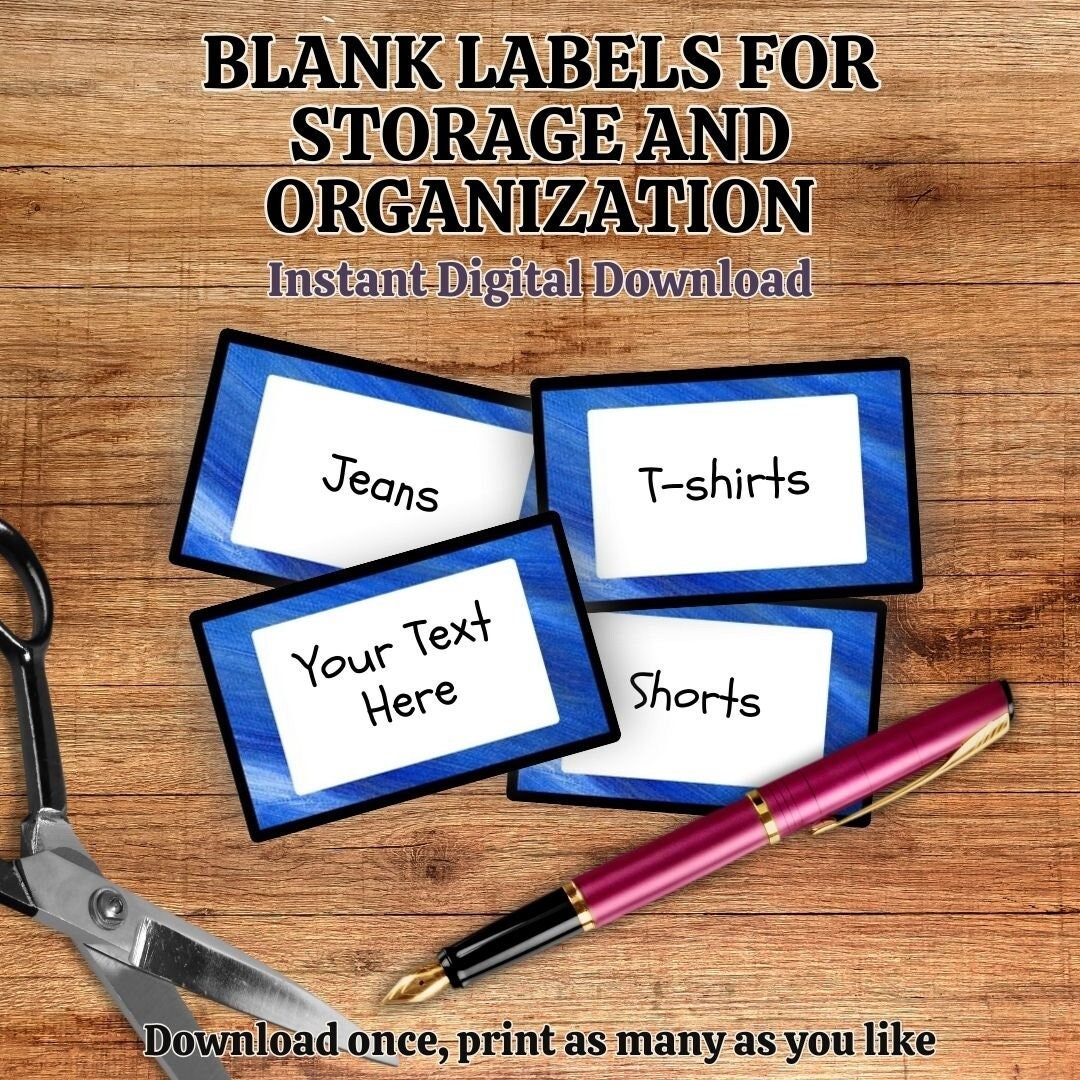 Blue Frame Container Labels. Printable Blank Organization Labels for ...