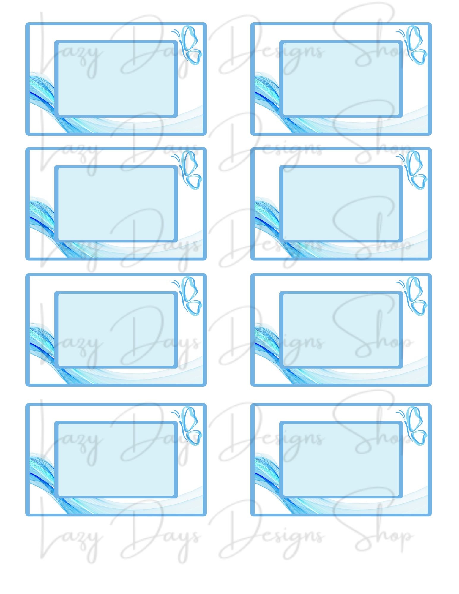 Blue Butterfly Container Labels Printable Blank Organization Labels for ...