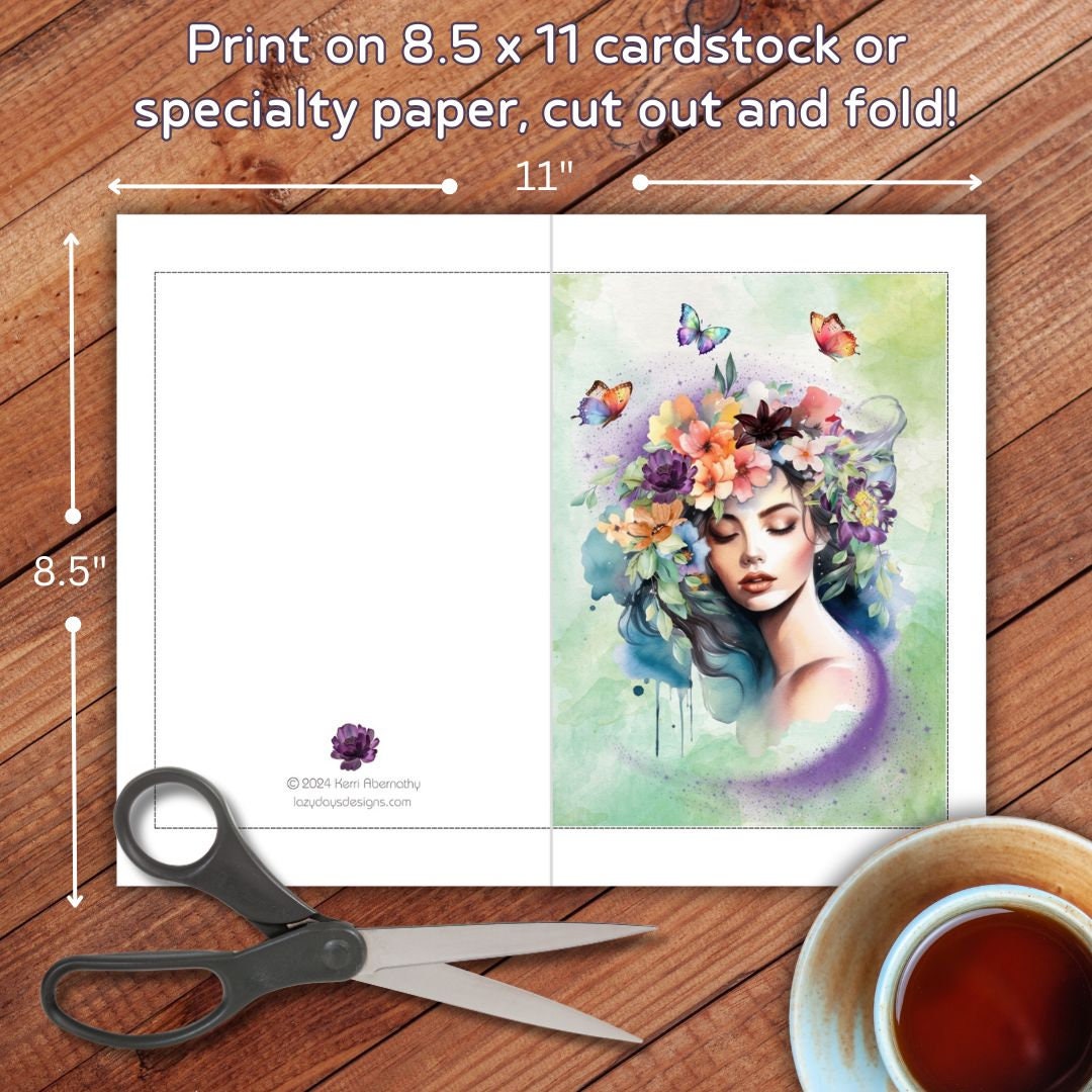 Ostara Equinox Card, Printable, Happy Easter, Watercolor, 5x7 Greeting ...