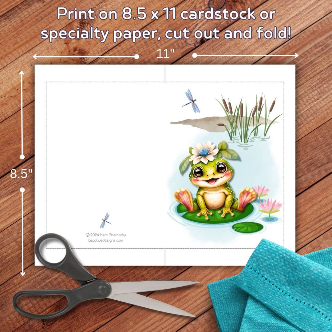 Cute Frog Easter Card, Printable, Happy Easter, Watercolor, 5x7 ...