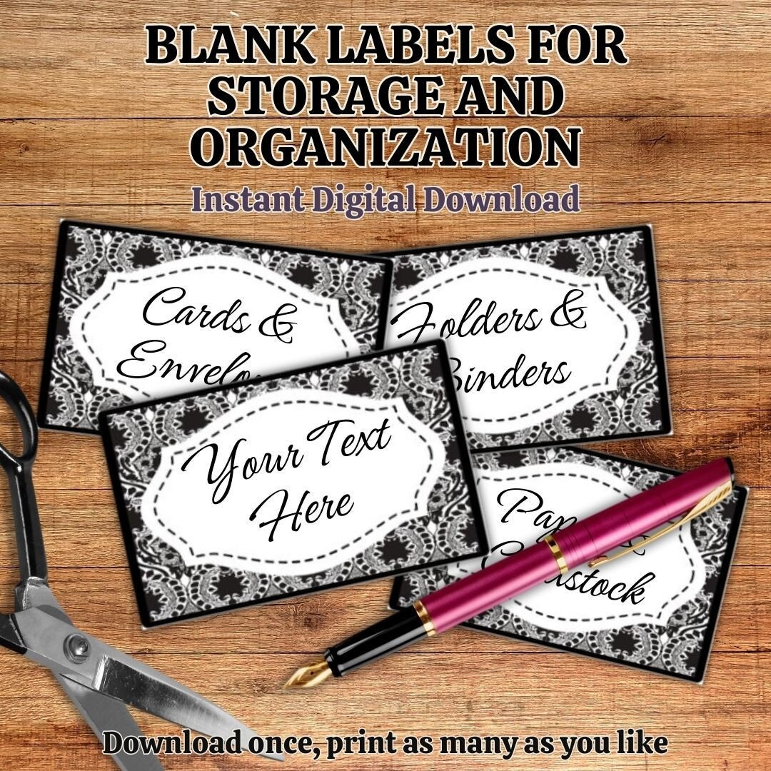 Black and White Container Labels. Printable Blank Organization Labels ...