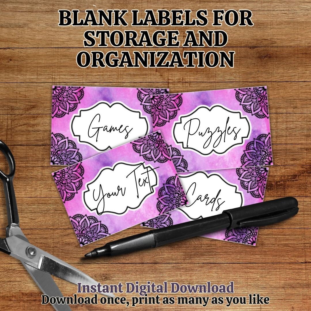 Pink & Purple Container Labels. Printable Blank Organization Labels for ...