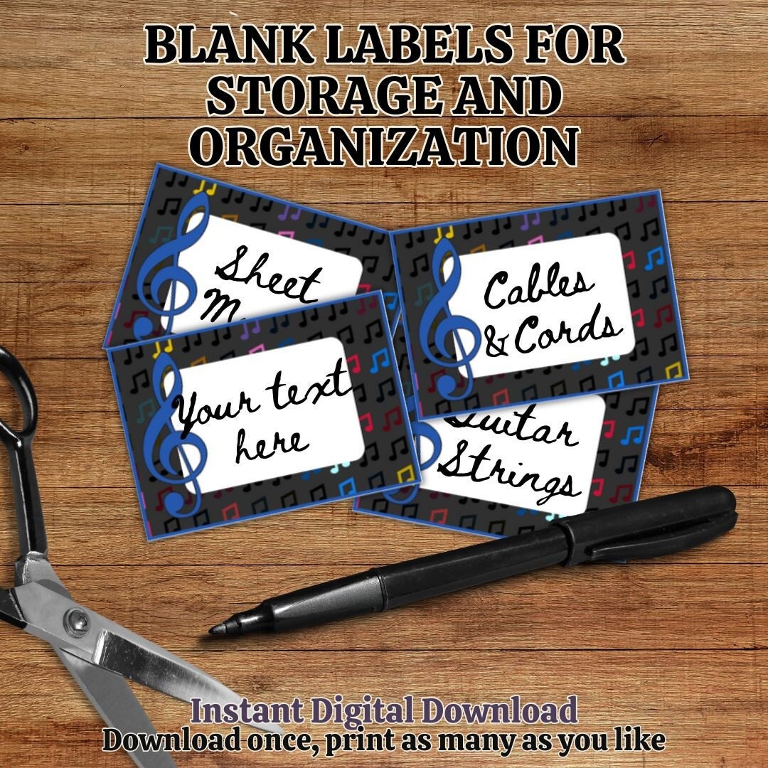 Music Themed Container Labels. Printable Blank Organization Labels for ...
