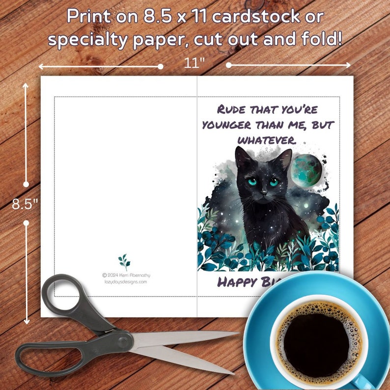 Whatever Cat Birthday Card, Printable, Happy Birthday, Watercolor, 5x7 ...