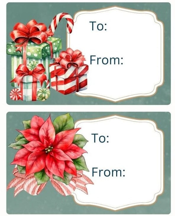 Holiday Gift Tags - Vintage Elegant Christmas Label for Storage Bins ...
