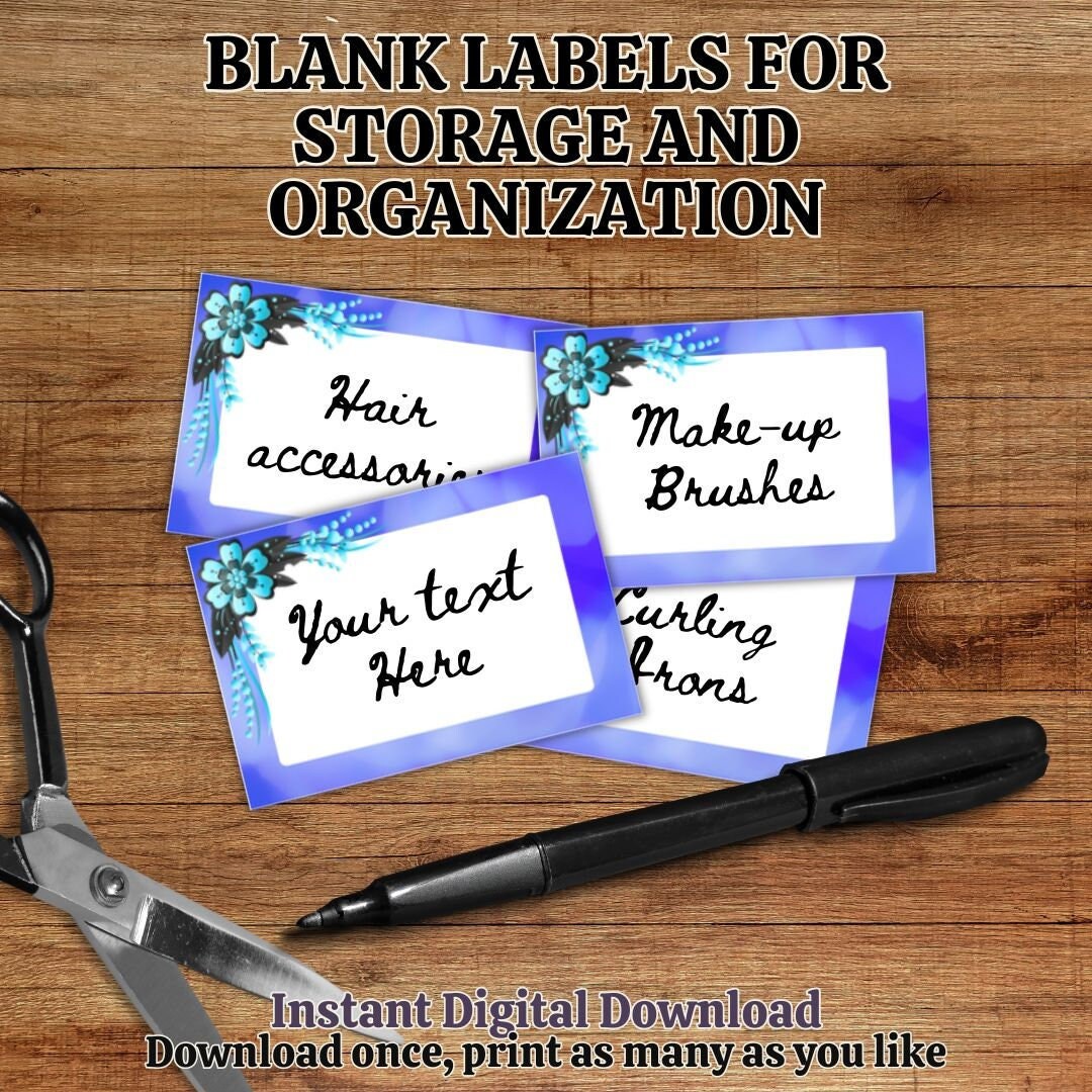 Floral Blue Container Labels. Printable Blank Organization Labels for ...