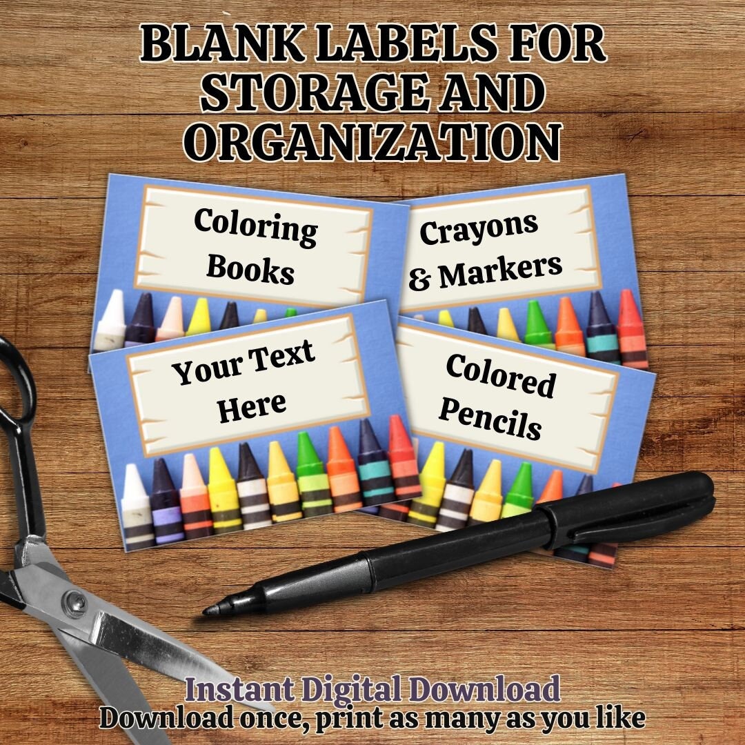 Printable Crayon Labels, Blank Storage Bin Organizers (digital Download ...