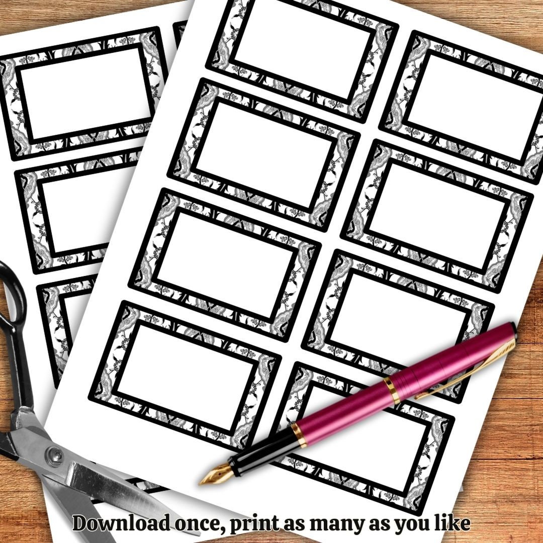 Black and White Container Labels. Printable Blank Organization Labels ...