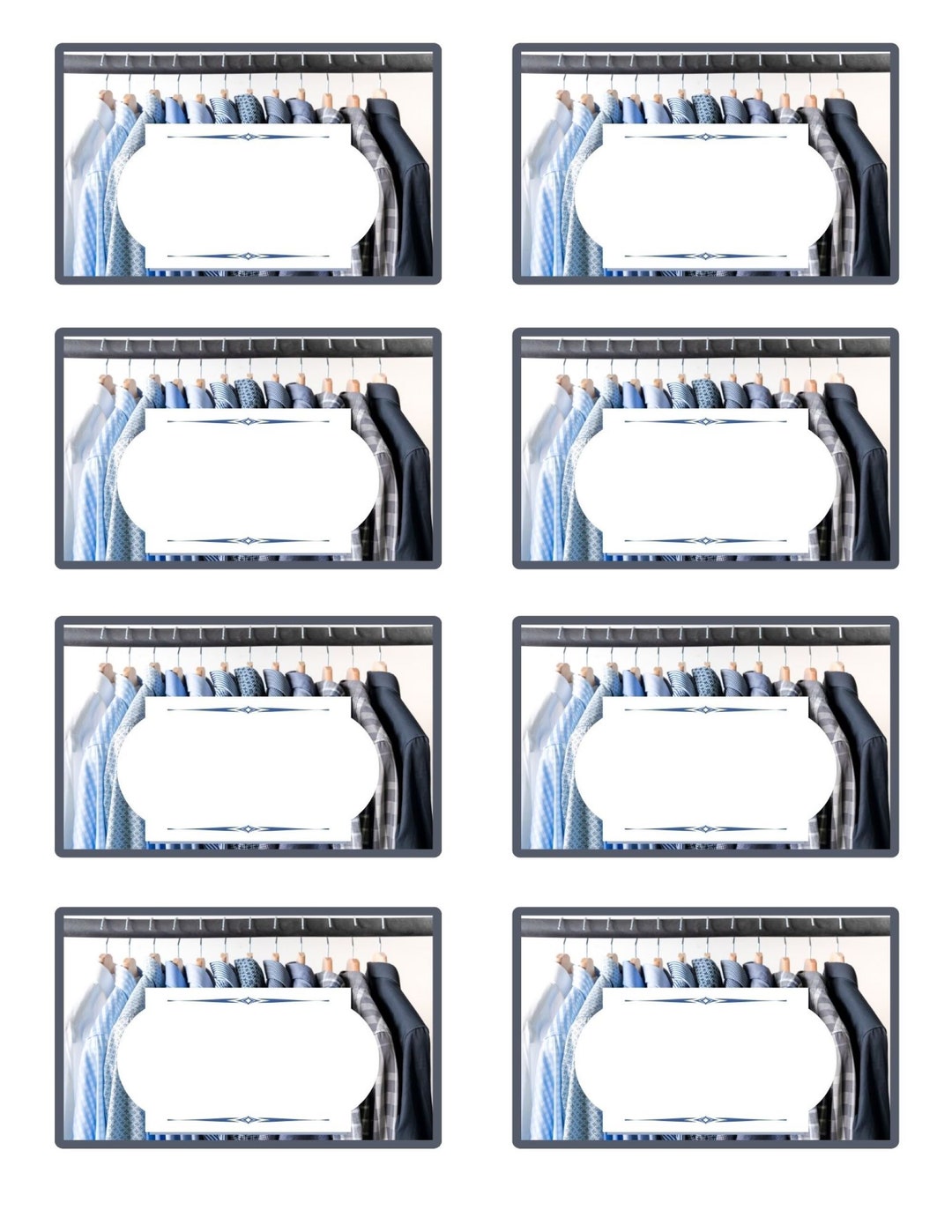 Men's Wardrobe Labels. Printable Blank Organization Labels for Storage ...