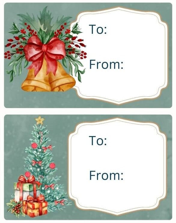 Holiday Gift Tags - Vintage Elegant Christmas Label for Storage Bins ...