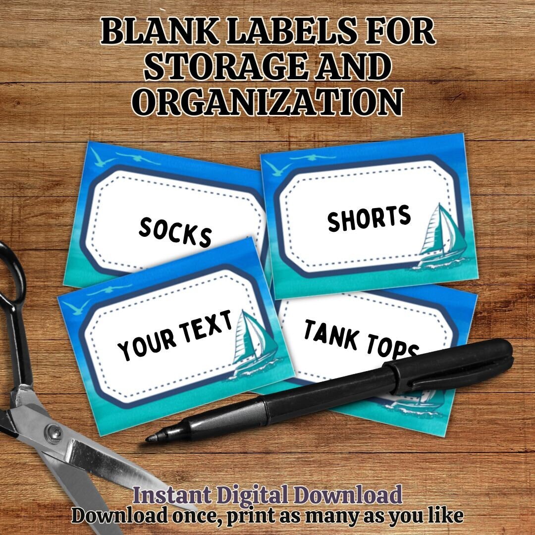 Sailboat Container Labels. Printable Blank Organization Labels for ...