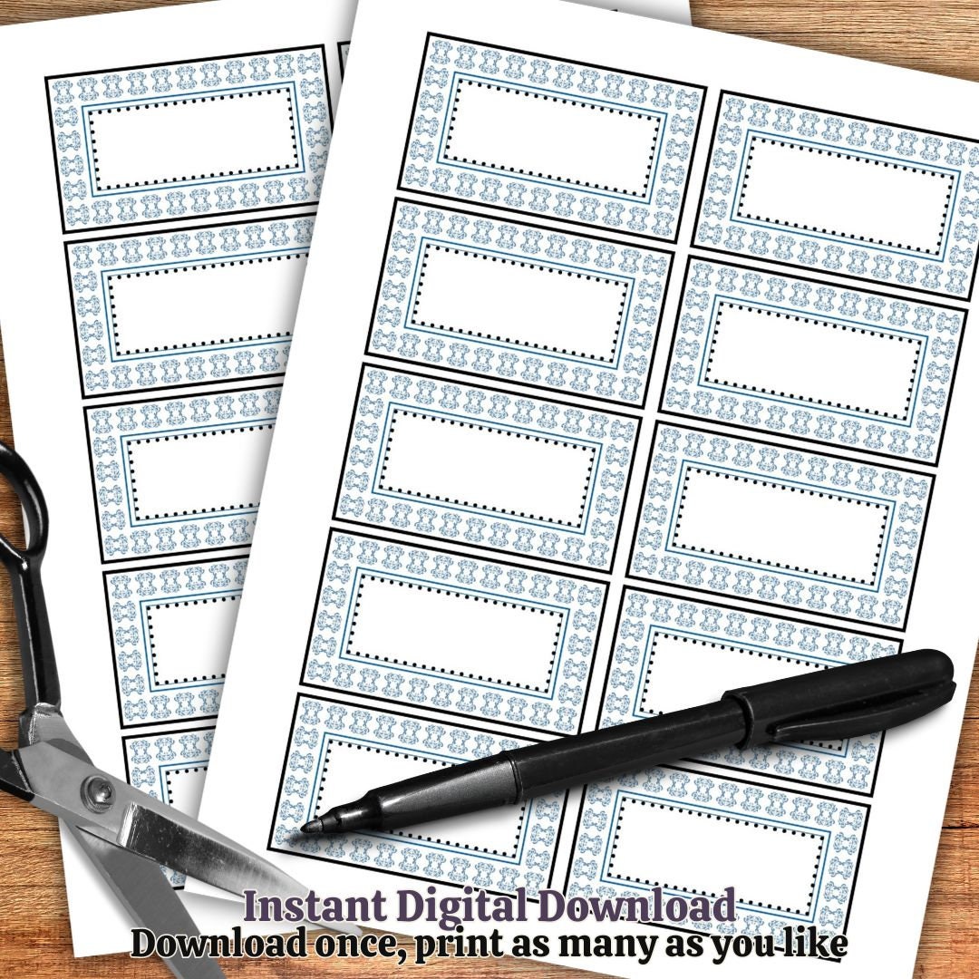 Small Blue Container Labels. Printable Blank Organization Labels for ...