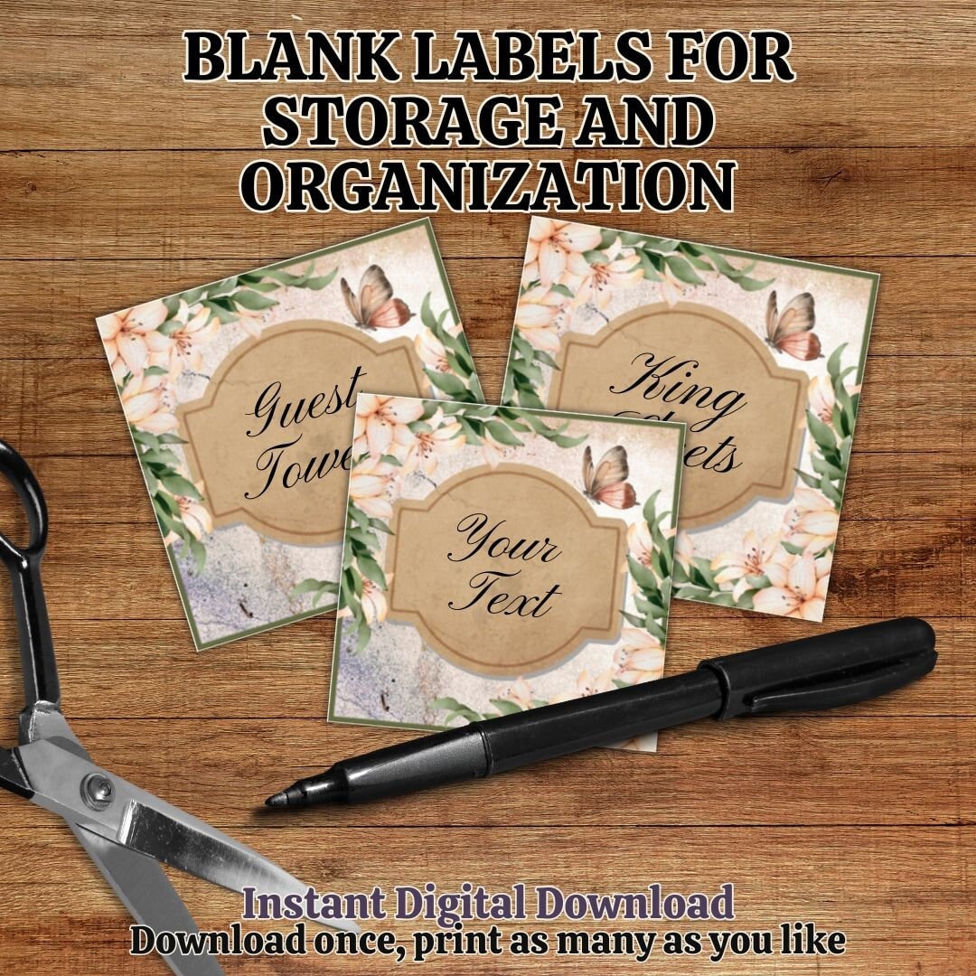 Vintage Lily Container Labels. Printable Blank Organization Labels for ...